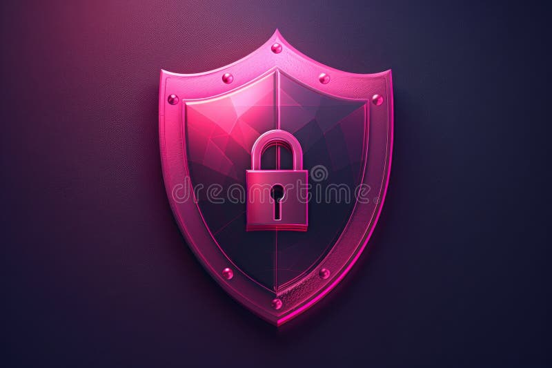 A Pink Shield with a Keyhole in the Middle. Cybersecurity Concept Stock ...