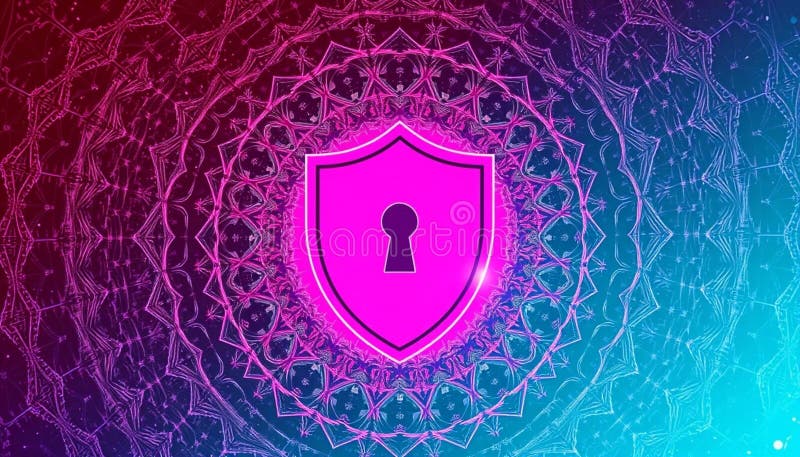 Secured Access Pink Shield Keyhole on Abstract Pattern Backdrop Stock ...