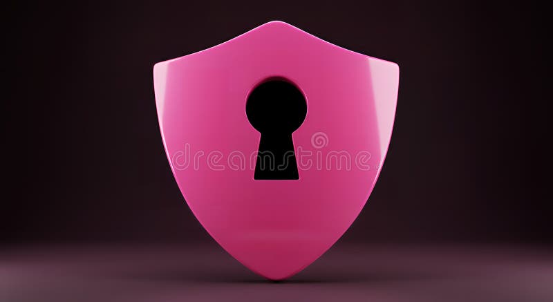 Pink Shield with Keyhole Symbol Represents Security and Privacy Stock ...