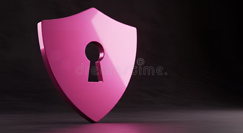 Pink Shield with Keyhole Symbolizes Data Protection and Security Stock ...