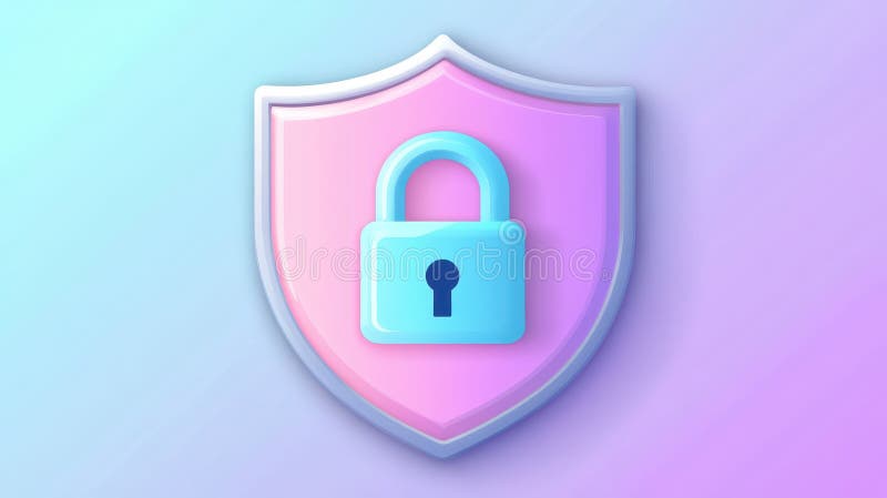 Pink Shield with Lock, Protecting Your Digital World with Security ...