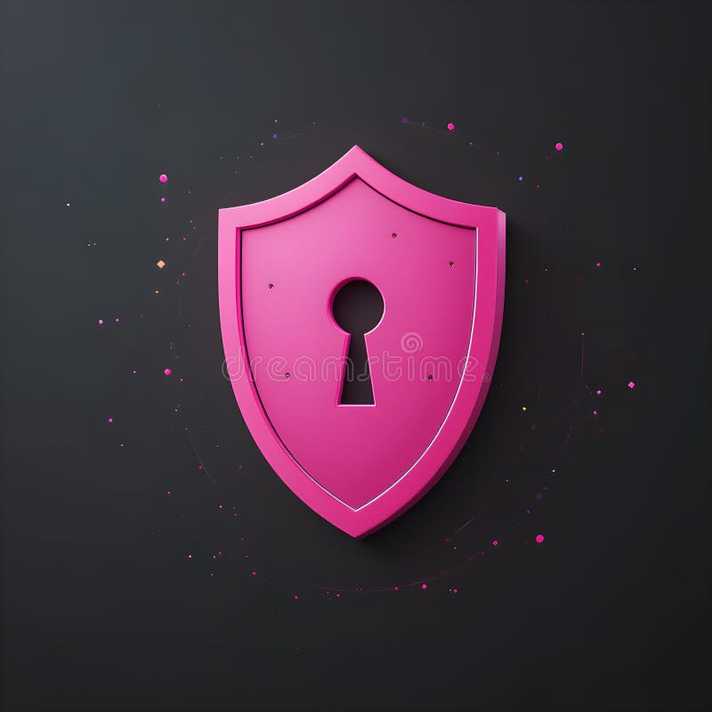 Pink Shield with Padlock. Digital Security Concept Stock Illustration ...