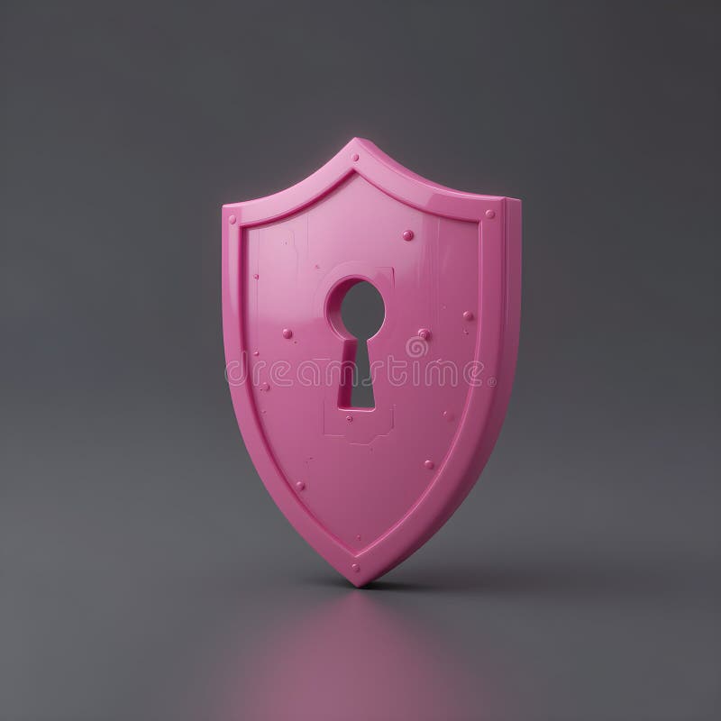 Pink Shield with Padlock. Digital Security Concept Stock Illustration ...