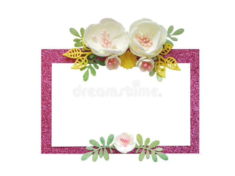 Pink Shiny Rectangular Frame with Handmade Artificial Flowers and ...