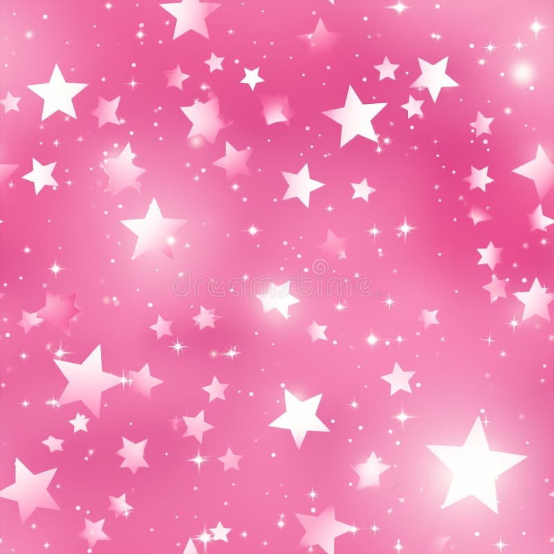 Pink Shiny Stars Scattered on a Pink, Seamless Pattern Stock ...