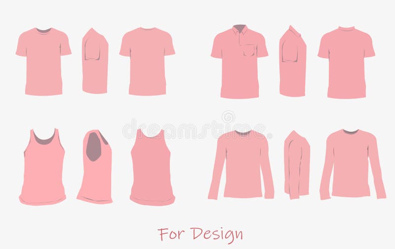 Pink Shirts for Design Templates Front, Back, and Side Views Vector ...