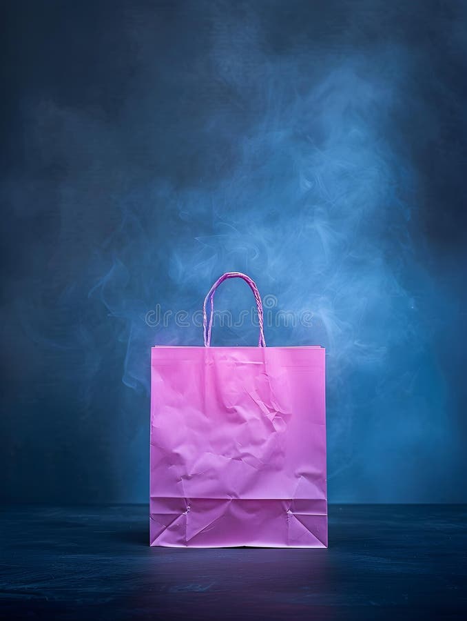Pink Shopping Bag on a Dark Background Stock Illustration ...