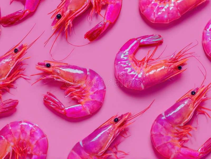 Pink Shrimp on a Pink Background Stock Illustration - Illustration of ...