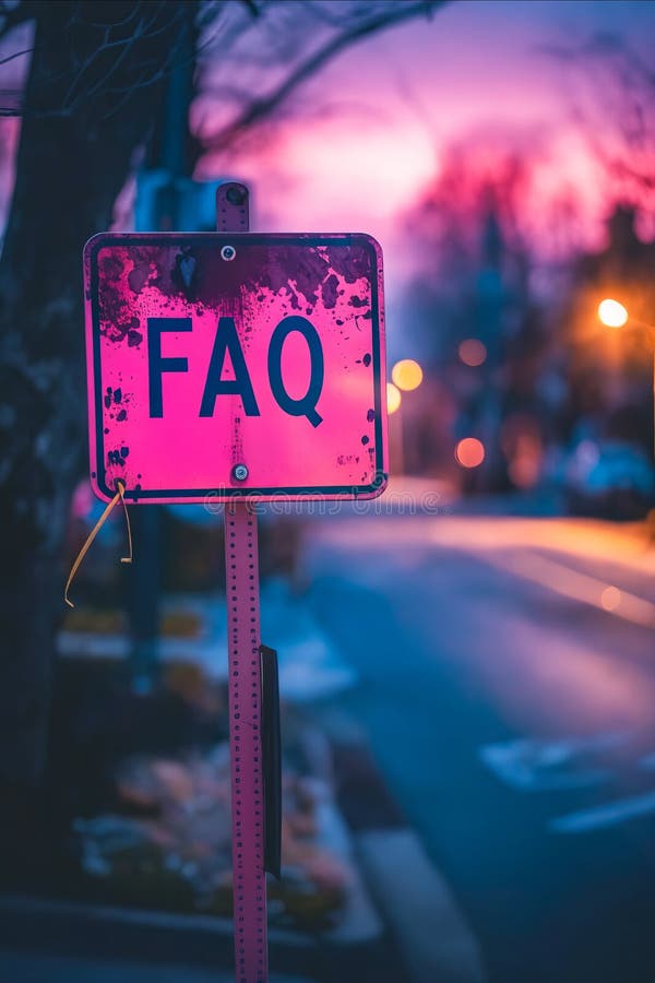 A Pink Sign with the Word FAQ on it is on a Pole. Generative AI Stock ...