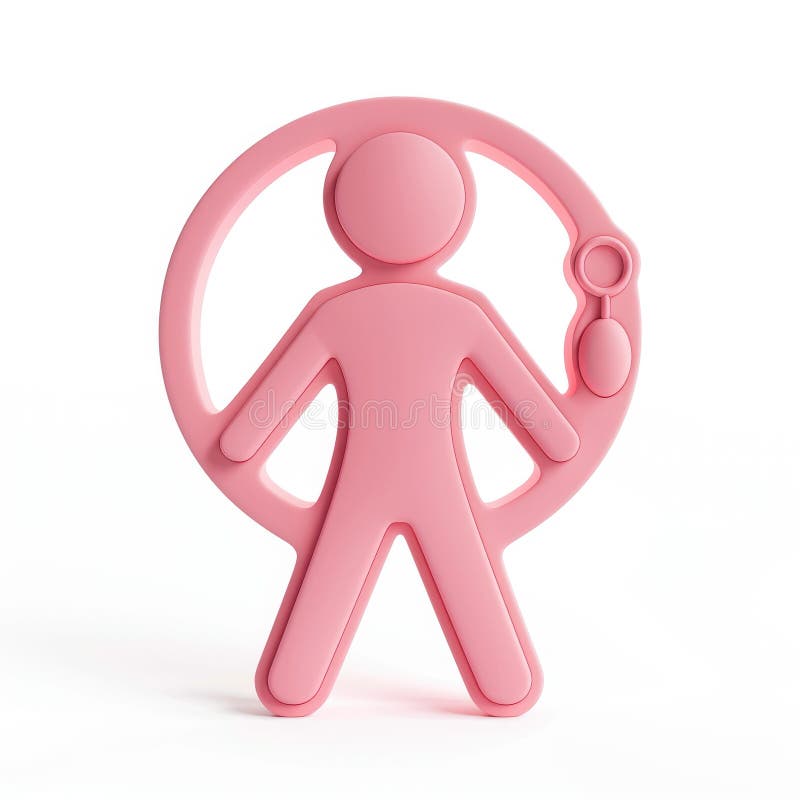 Pink 3D Rendered Person Icon Inside a Circle Holding a Magnifying Glass ...