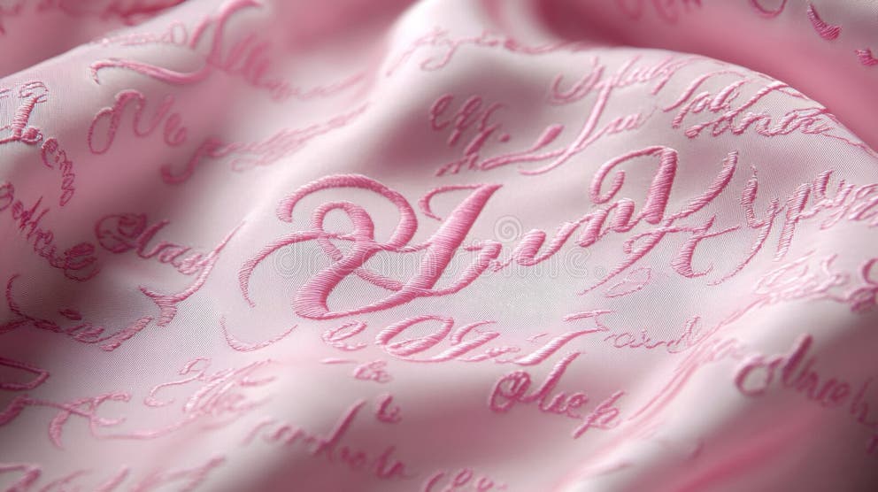 Pink Silk Fabric with Embossed Script Pattern Stock Illustration ...