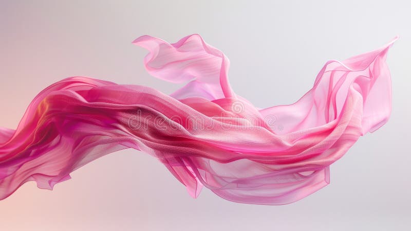 Pink Silky Fabric Floating on White Background Stock Illustration ...