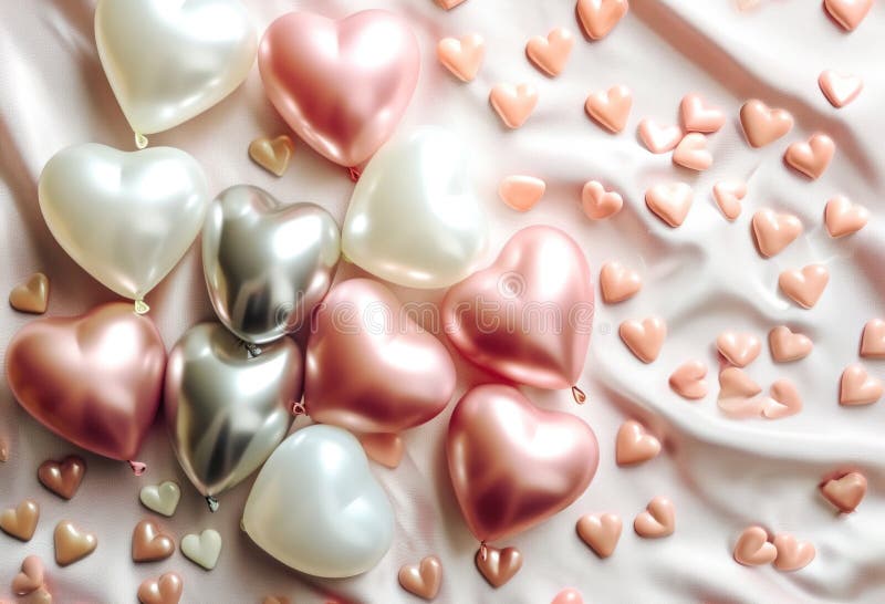 Pink and Silver Foil Heart Balloons Stock Photo - Image of shiny ...