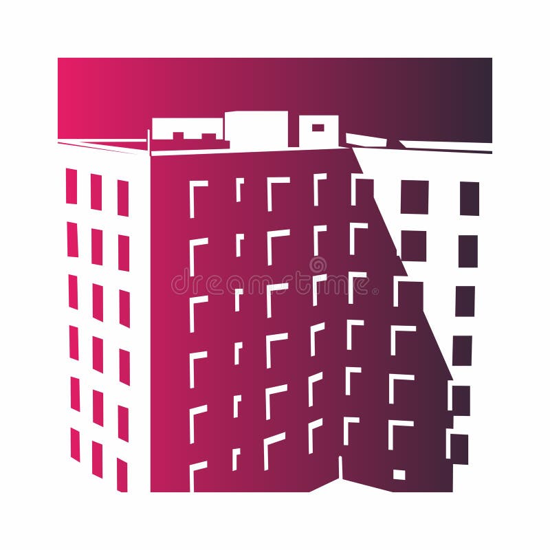 Pink Simple Unique Building Vector Icon Illustration Stock Vector ...