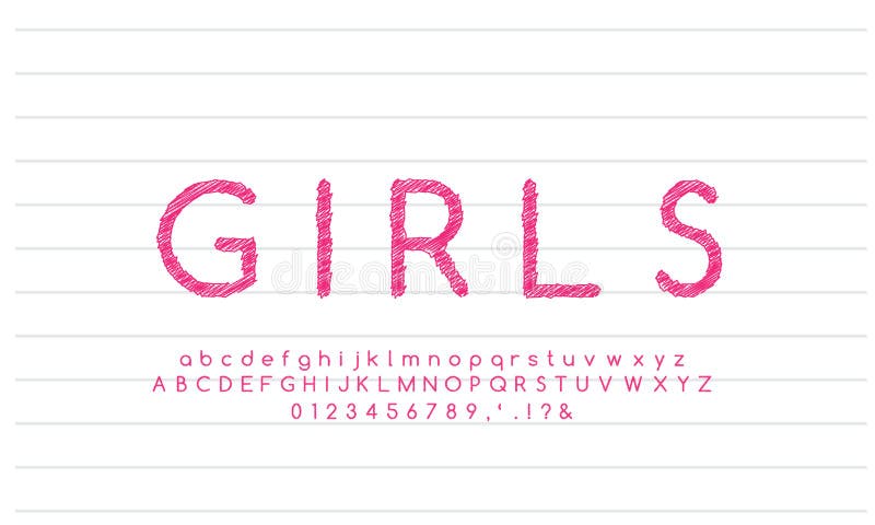 Pink Sketch Text Effect or Font Effect Style Design Stock Vector ...