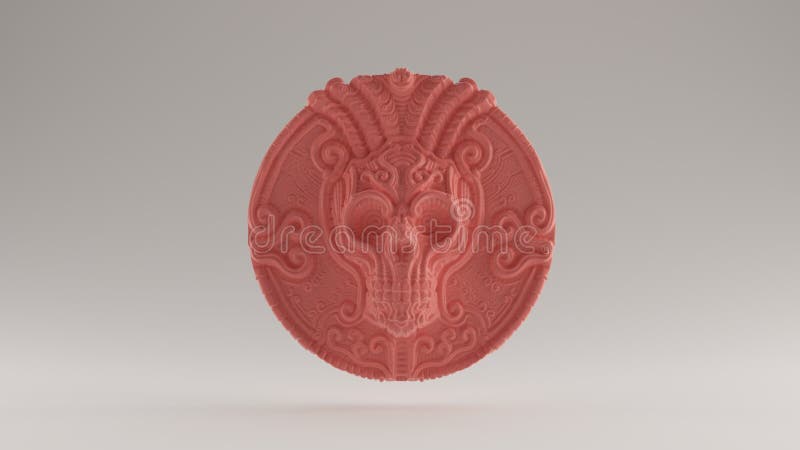 Pink Skull Coin Front View stock illustration. Illustration of mayan ...