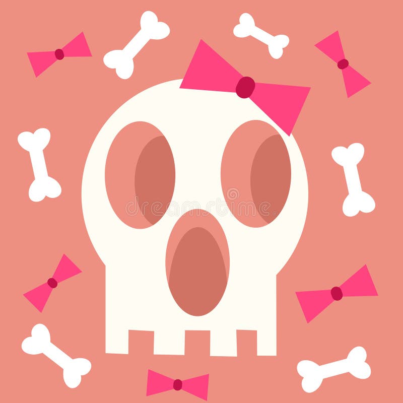 Pink Skull Ghost Bow Vector Illustration Stock Illustration ...