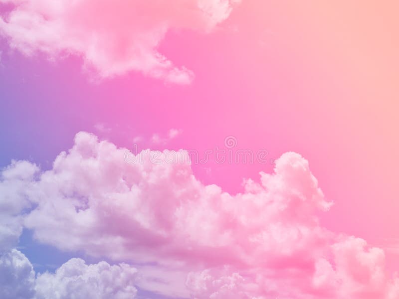 Pink and Blue Sky with Dense Clouds. Use for Bright Sweet Sky ...