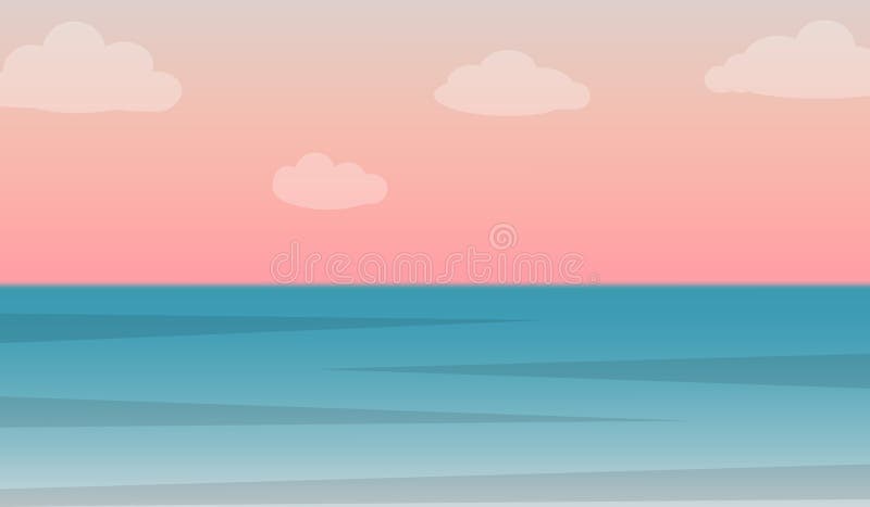 Pink Sky on Blue Sea Background Stock Vector - Illustration of season ...