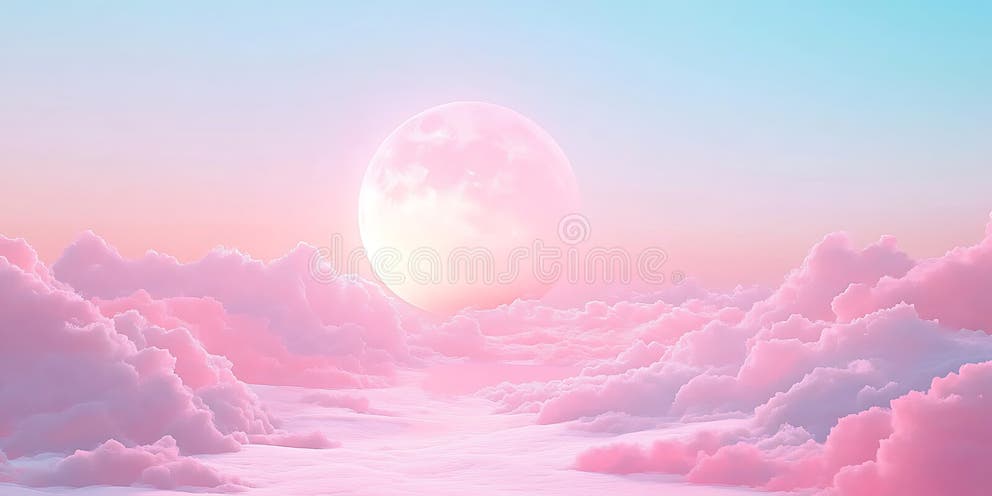 Pink Sky Clouds: Pastel Sunset Background Image Stock Illustration ...