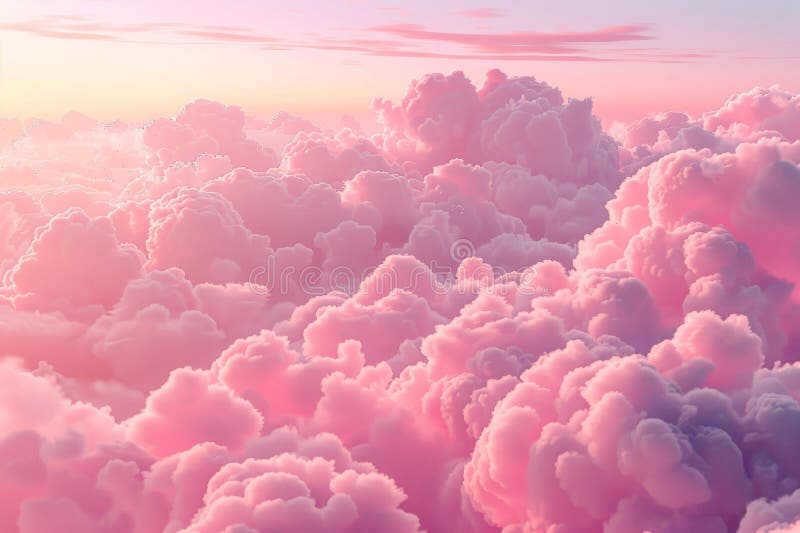 A Pink Sky Filled with Fluffy Clouds in a Dreamy Setting, a Dreamy Pink ...