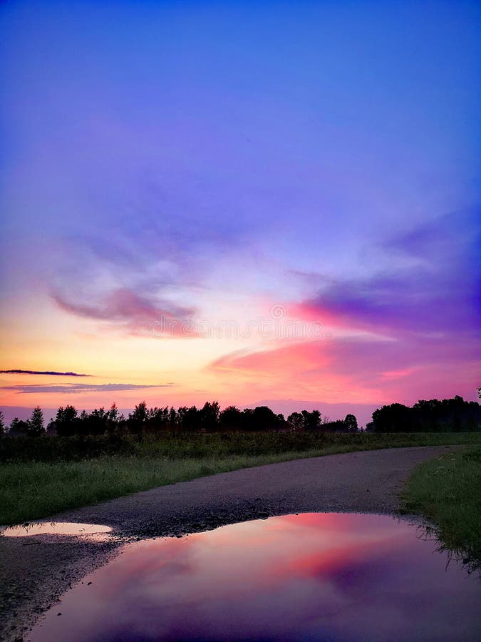 Pink sky after a storm stock image. Image of sunsets - 191917097