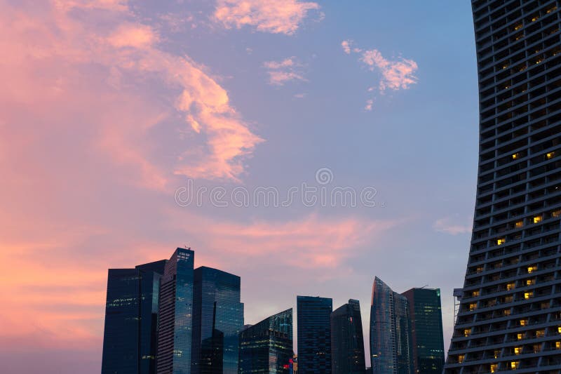 Pink skyline stock image. Image of cloud, skyscrapers - 31812447