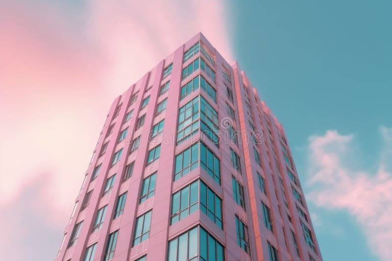 Pink Skyscraper. Generate Ai Stock Illustration - Illustration of ...