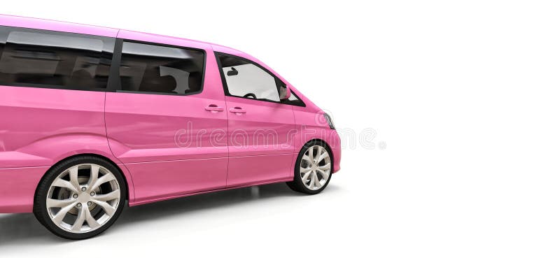 Pink Small Minivan for Transportation of People. Three-dimensional ...