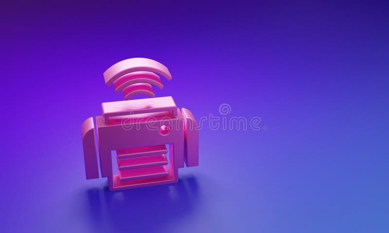 Pink Smart Printer System Icon Isolated on Purple-blue Background ...