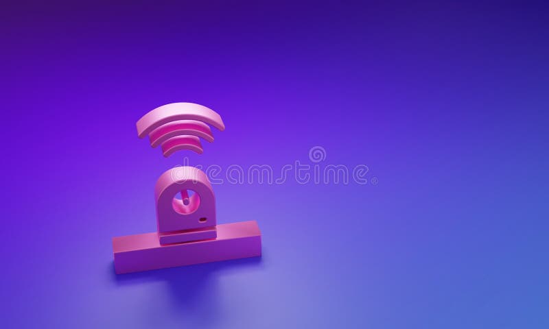 Pink Smart Security Camera Icon Isolated on Purple-blue Background ...