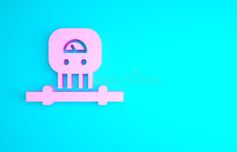 Pink Smart Sensor System Icon Isolated on Blue Background. Internet of ...