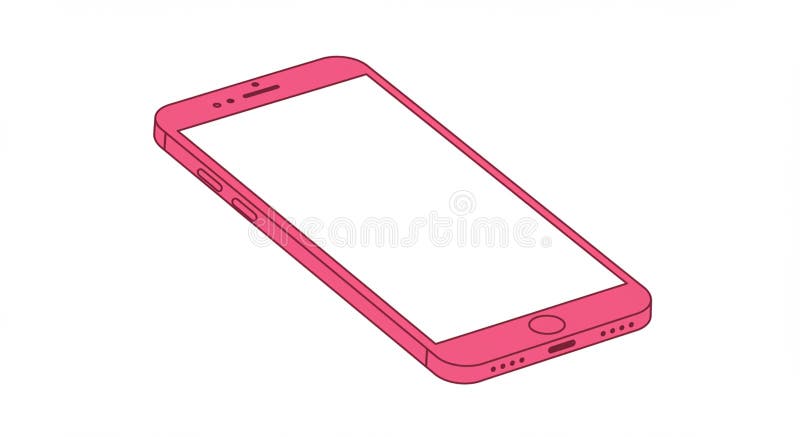 A Pink Smartphone Illustration in an Isometric View, Showcasing ...