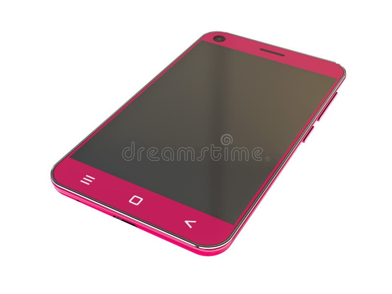 Pink Smartphone Isolated on White Background. Modern Touch Screen. 3D ...