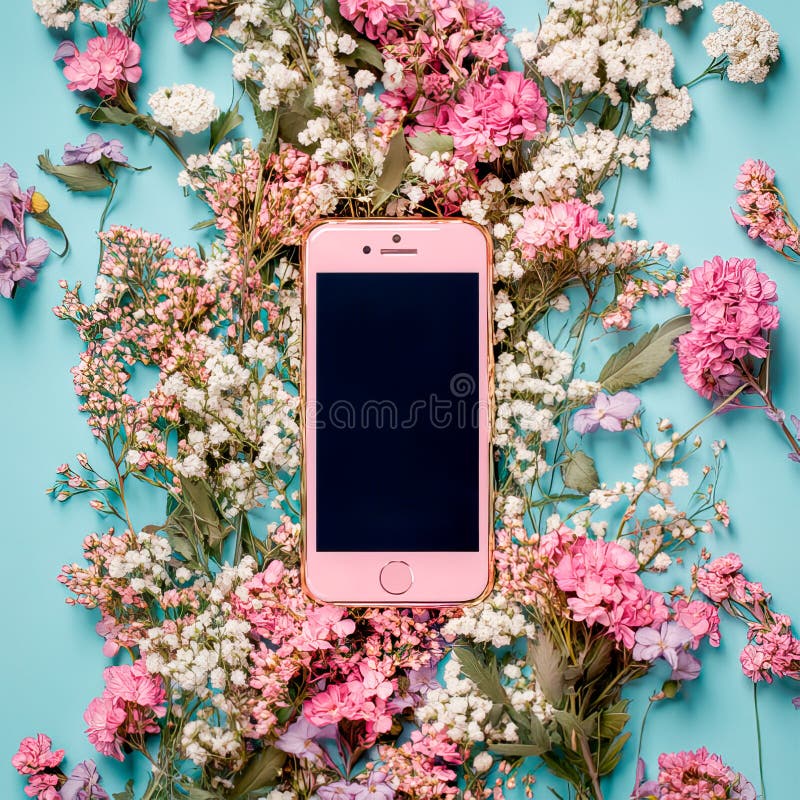 Pink Flowers Phone Screen Generated Using Ai Stock Photos - Free ...