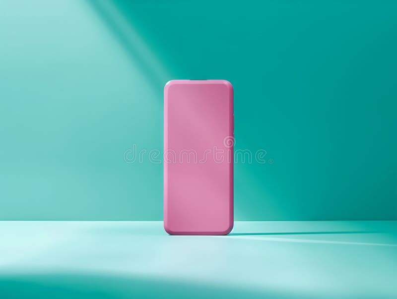 Pink Smartphone on Turquoise Background Stock Photo - Image of mobile ...