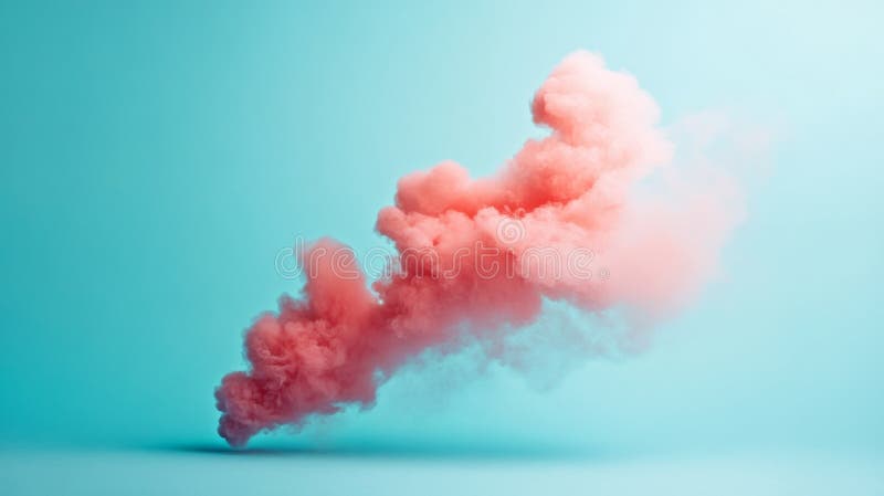 Pink Smoke Cloud Against a Pastel Blue Background Stock Image - Image ...