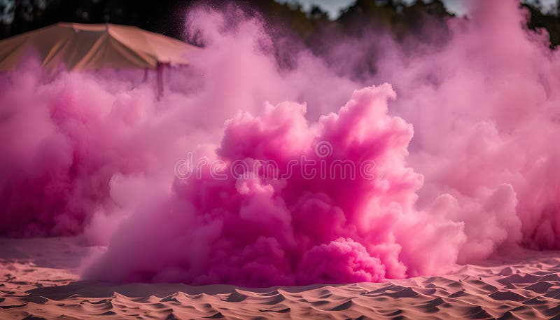 Pink Smoke Exploding in the Sand Stock Illustration - Illustration of ...