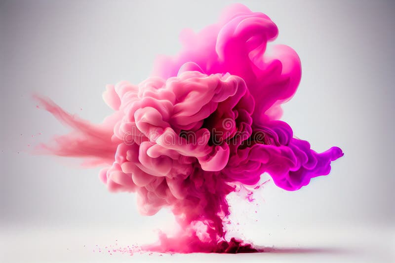 Pink Smoke Explosion on a White Background.generative Ai Stock ...