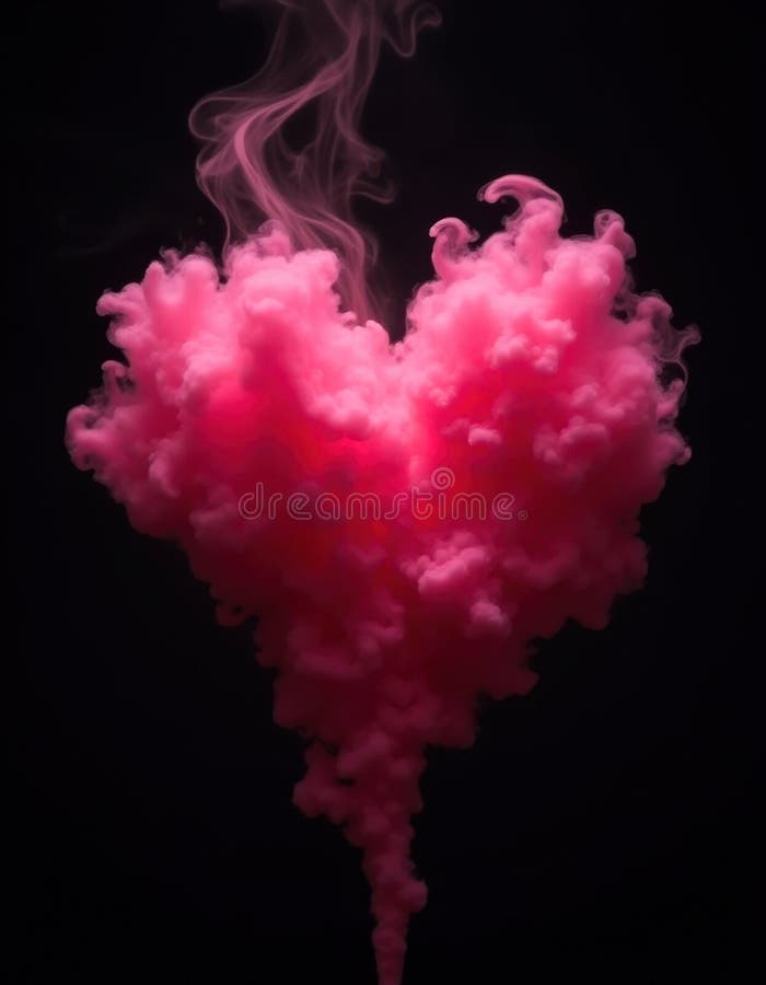 Pink Smoke Heart Formation on Black Background Stock Image - Image of ...