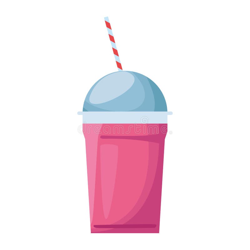 Pink Smoothie in Closed Cup with Blue Straw Vector Stock Vector ...