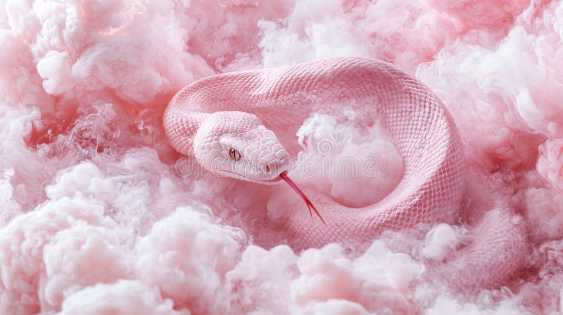 Pink Snake in a Cloud of Smoke Stock Illustration - Illustration of ...
