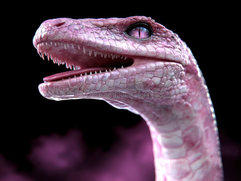 A Pink Snake with an Open Mouth and Sharp Teeth. Stock Illustration ...