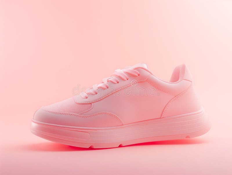 A Pink Sneaker on a Light Pink Gradient Background, There is a Sense of ...