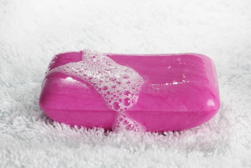Pink soap bar stock image. Image of soap, foam, clean - 17713739