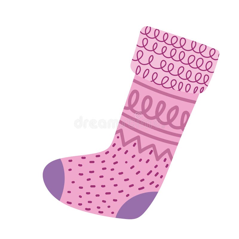 Pink Sock Decoration Ornament Cartoon Icon Stock Vector - Illustration ...