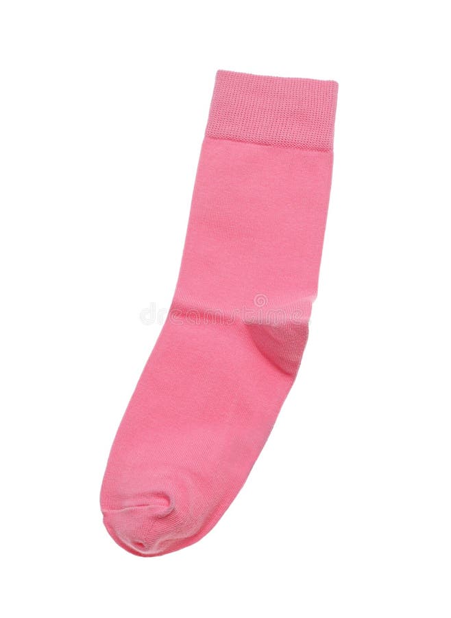 Pink Sock Isolated on White, Top View Stock Image - Image of clothing ...