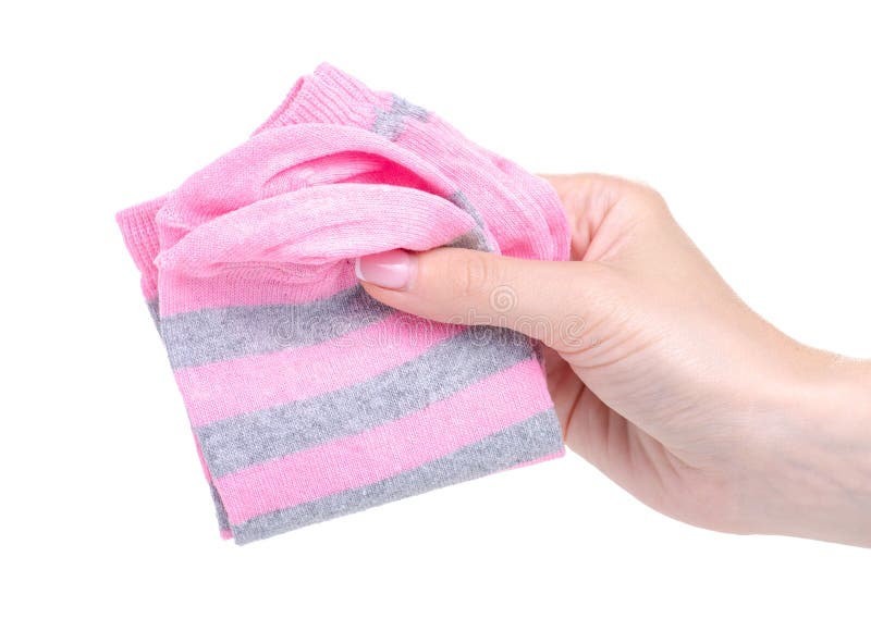 Pink socks in hand stock photo. Image of accessories - 177237330