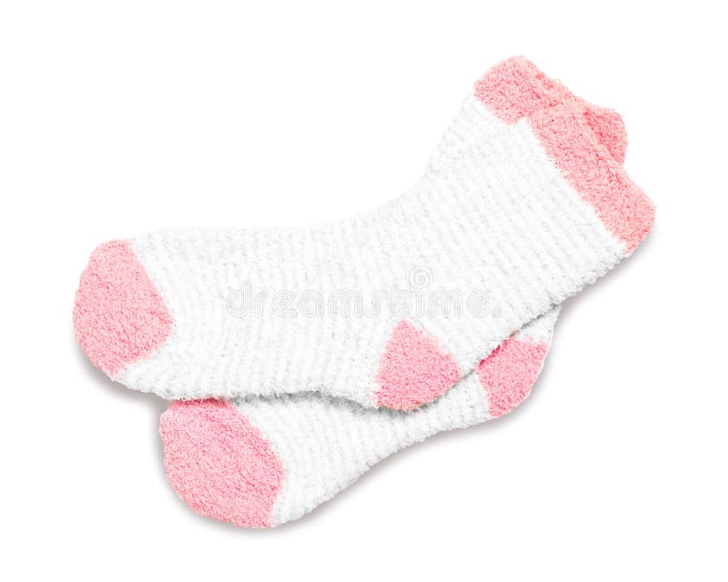 Pink Socks On White Background Winter Sock Made From Soft Fabric