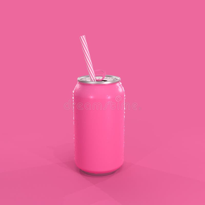 Pink Soda Can Mockup Minimal Concept Stock Illustration - Illustration ...
